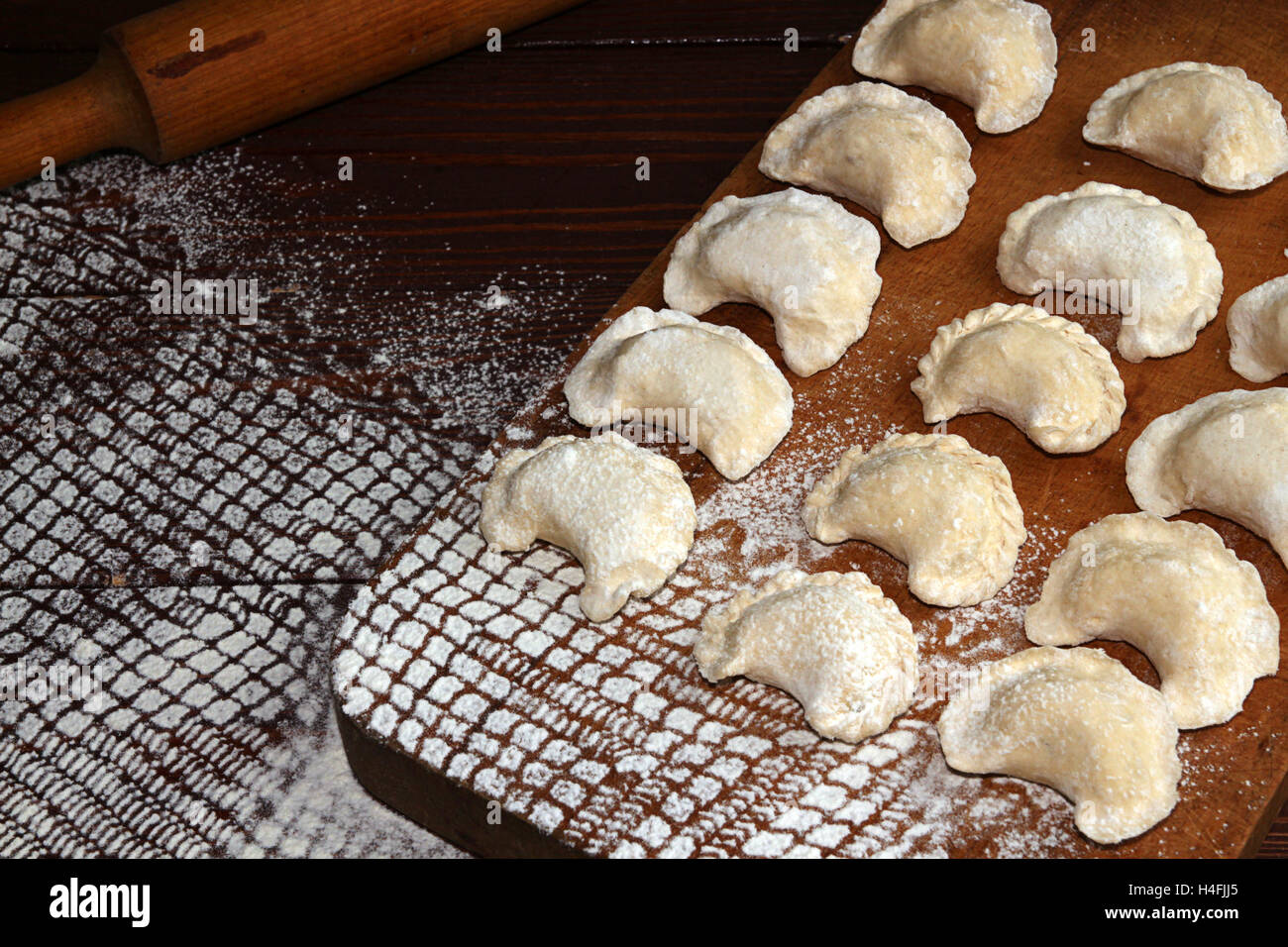 Homemade pierogi vareniki - filled dumpling, traditional East European ...