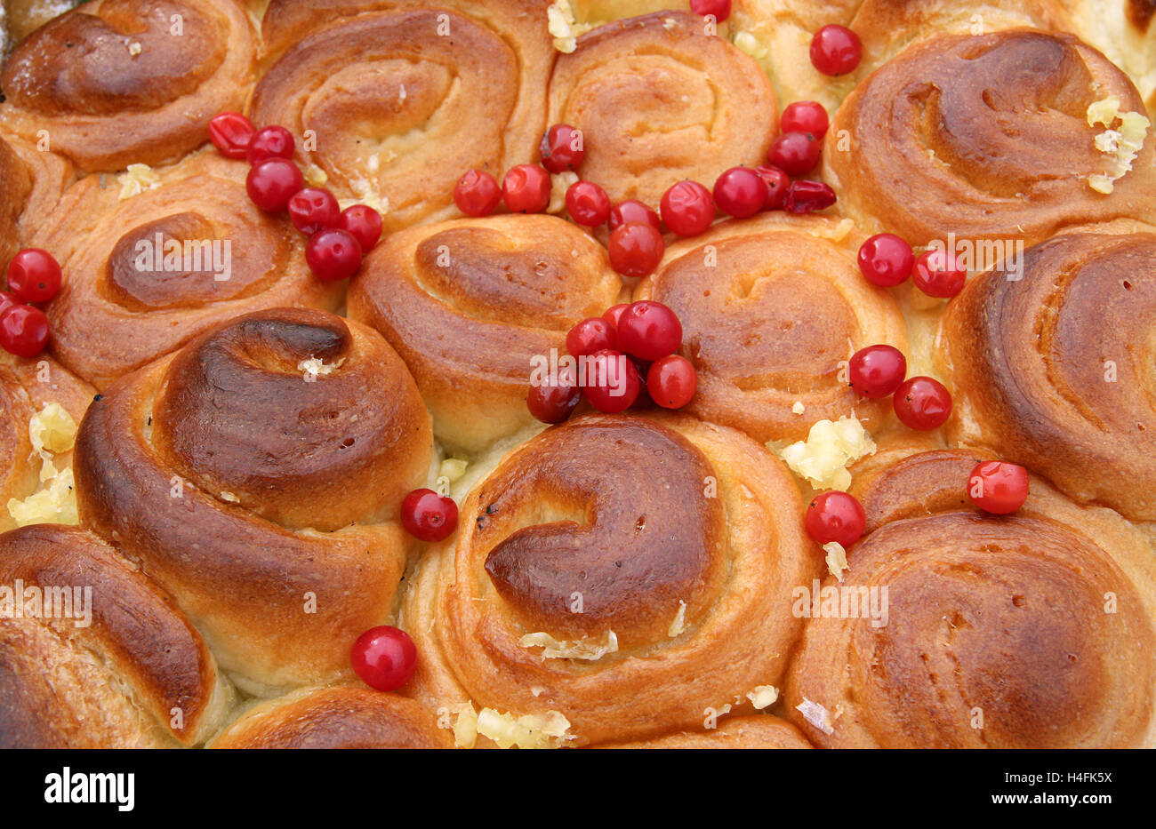 Scones with garlic decorated with a guelder-rose Stock Photo - Alamy