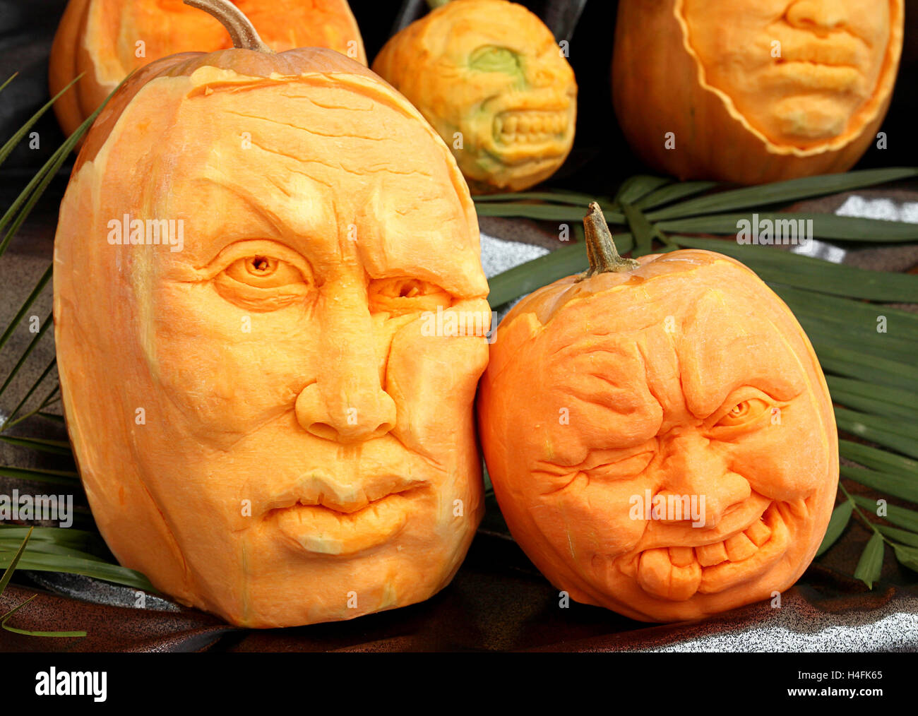 Pumpkin сarving in the form of a human head Stock Photo - Alamy