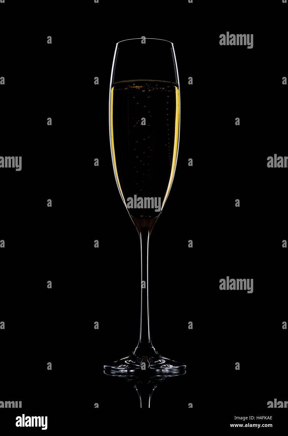 Glass of champagne shape with yellow lines on black background Stock ...
