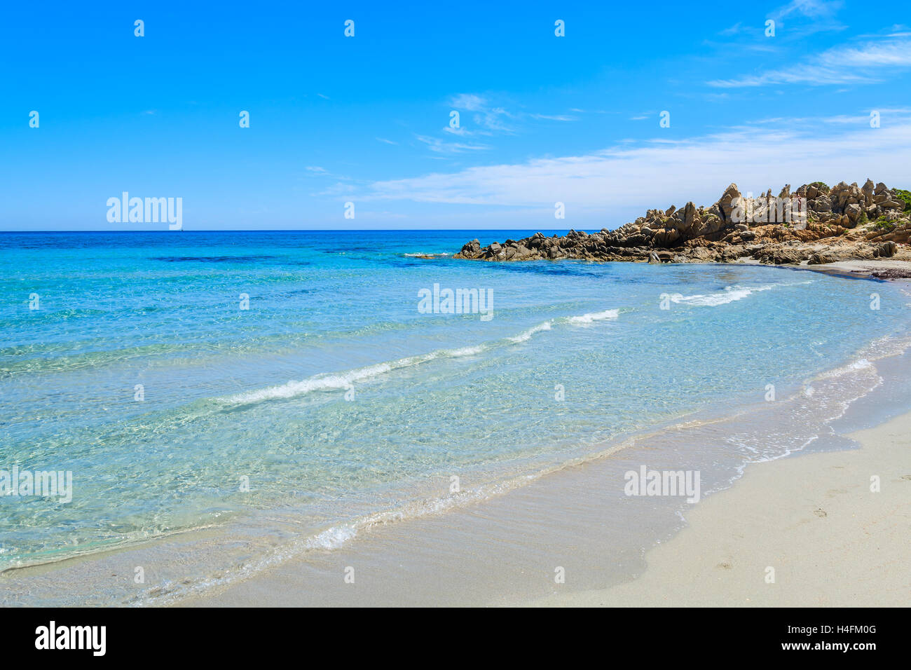 Crystal clear turquoise sea water at Villasimius beach, Sardinia island ...