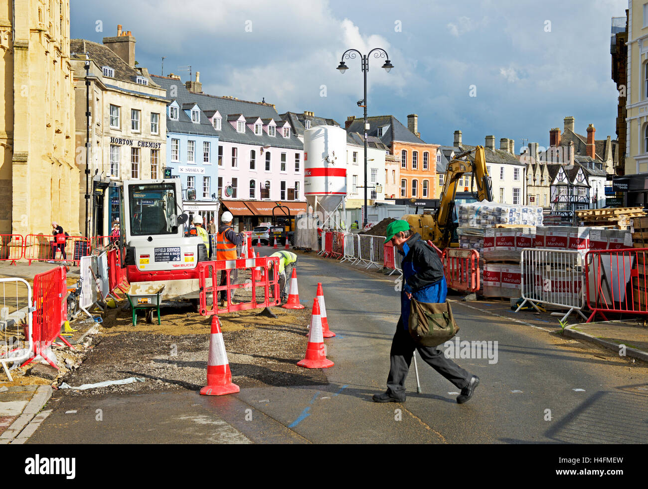 Repaving work going on in Cirencester, Gloucester, England UK Stock ...