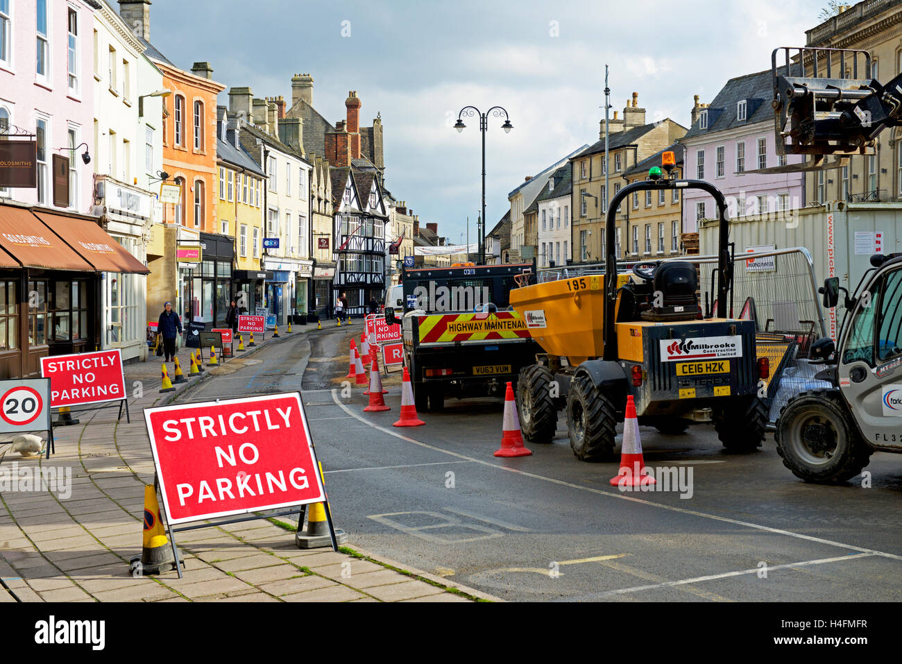 Repaving work going on in Cirencester, Gloucester, England UK Stock ...