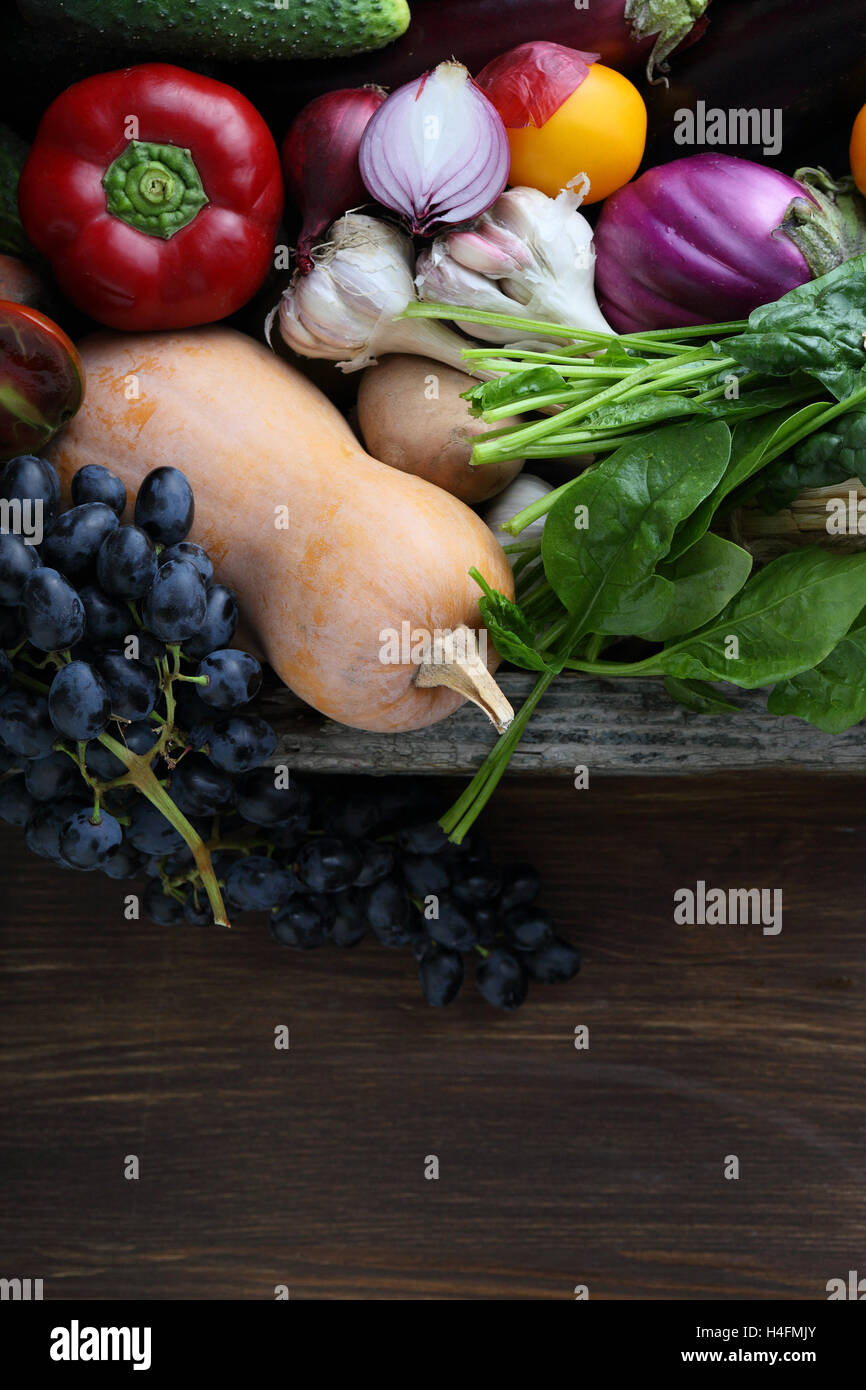 Fresh vegetables food background, local produce Stock Photo - Alamy