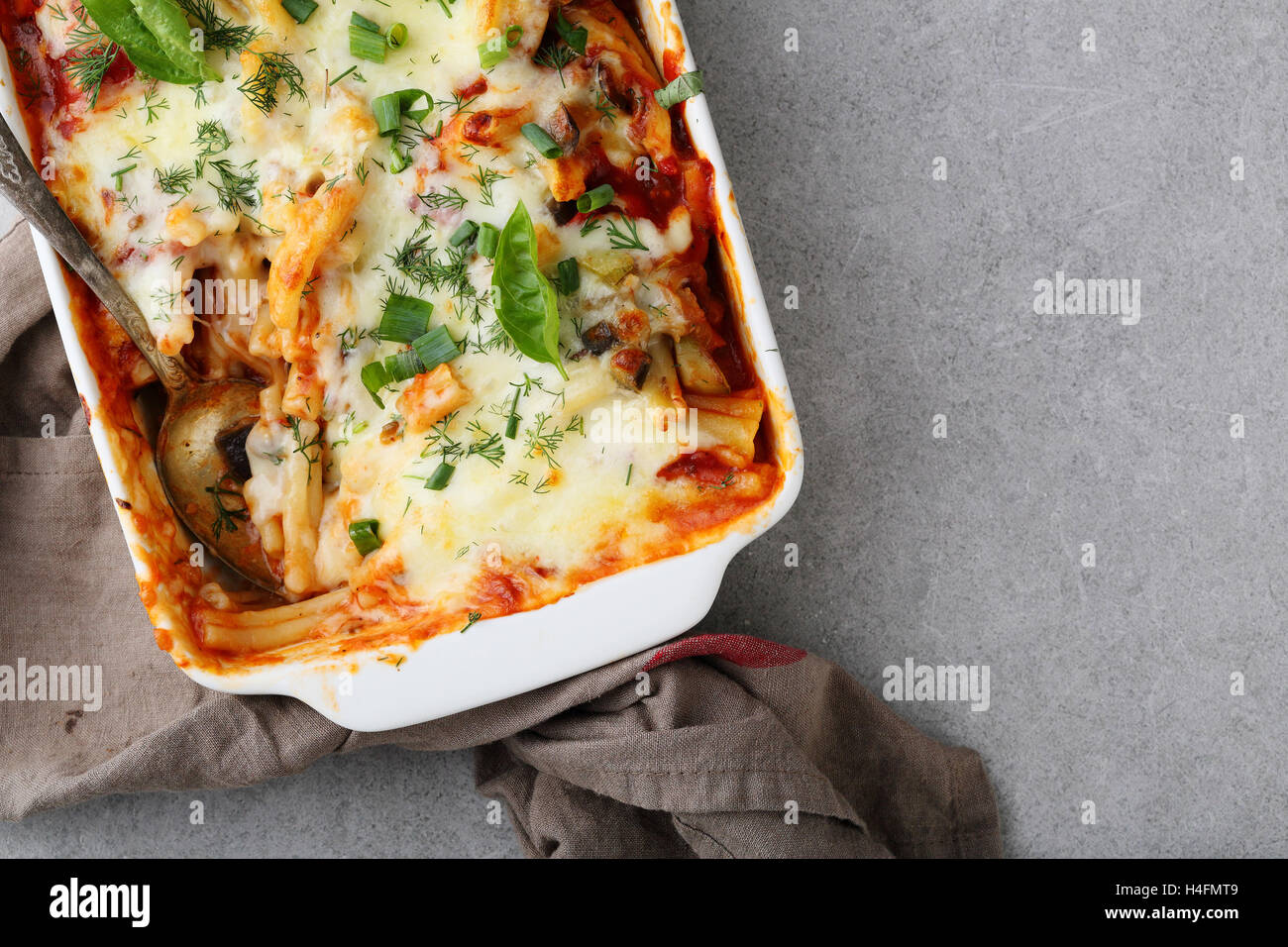 Italian baked pasta, food background Stock Photo - Alamy