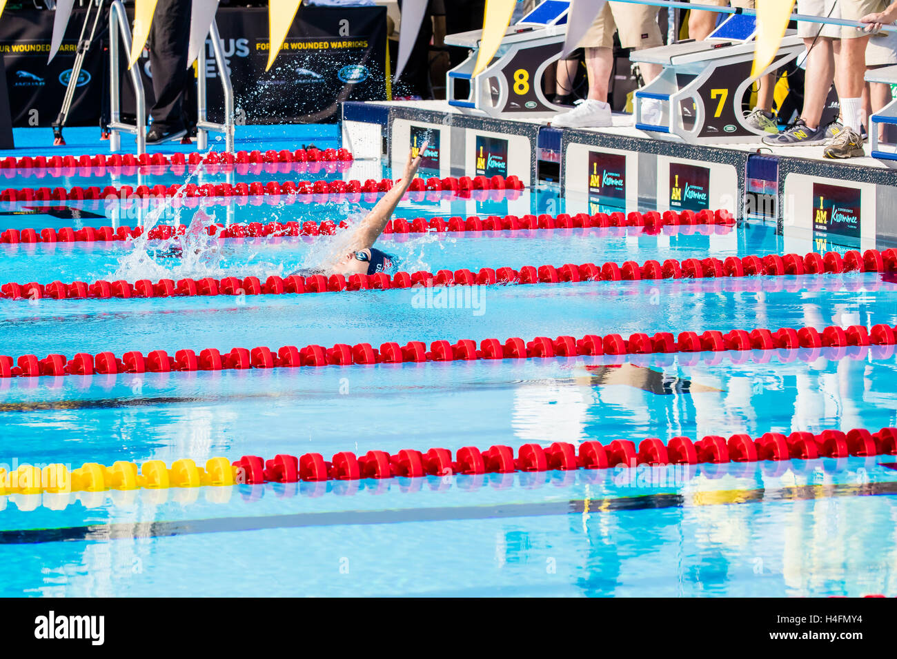 Elizabeth Marks, of the USA, takes a clear lead while competing for the ...