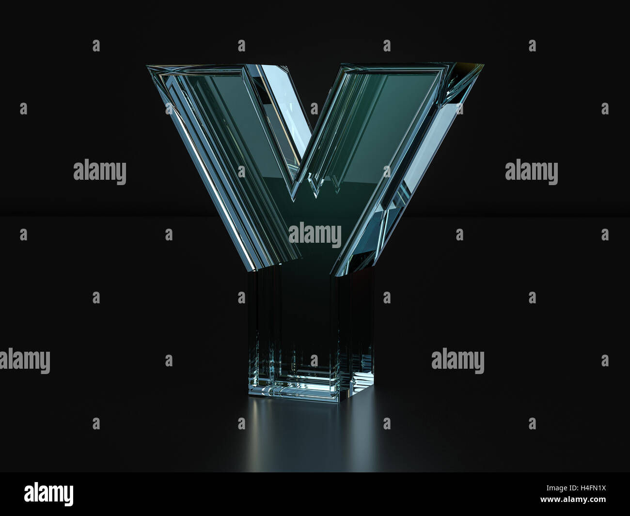 Glass letter Y on a black background. 3D illustration Stock Photo - Alamy