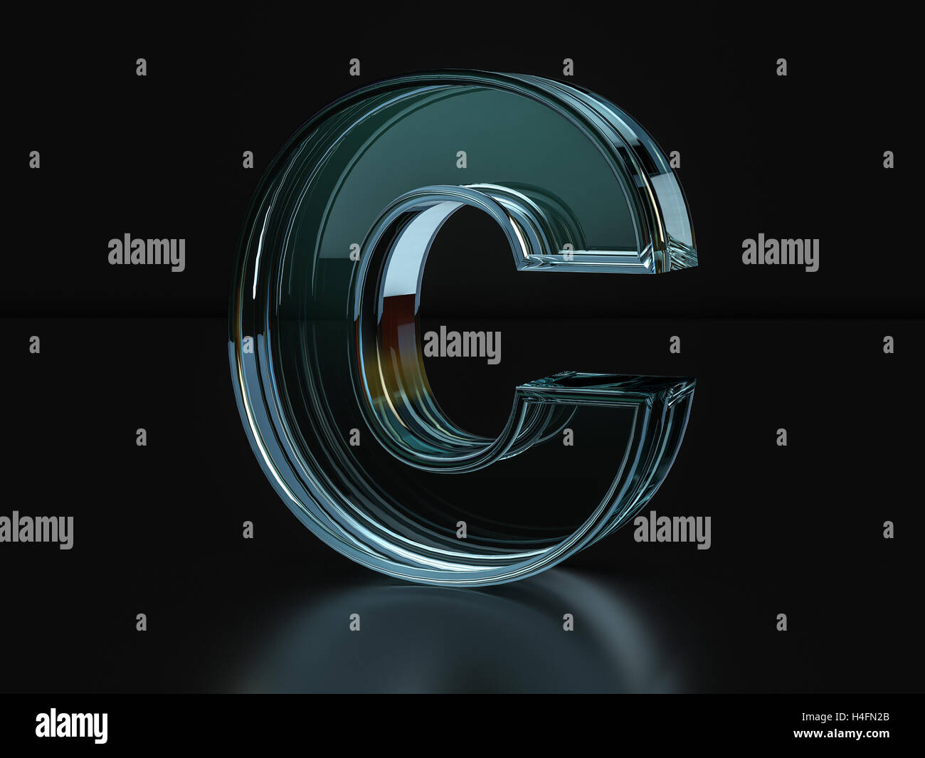Glass letter C on a black background. 3D illustration Stock Photo - Alamy