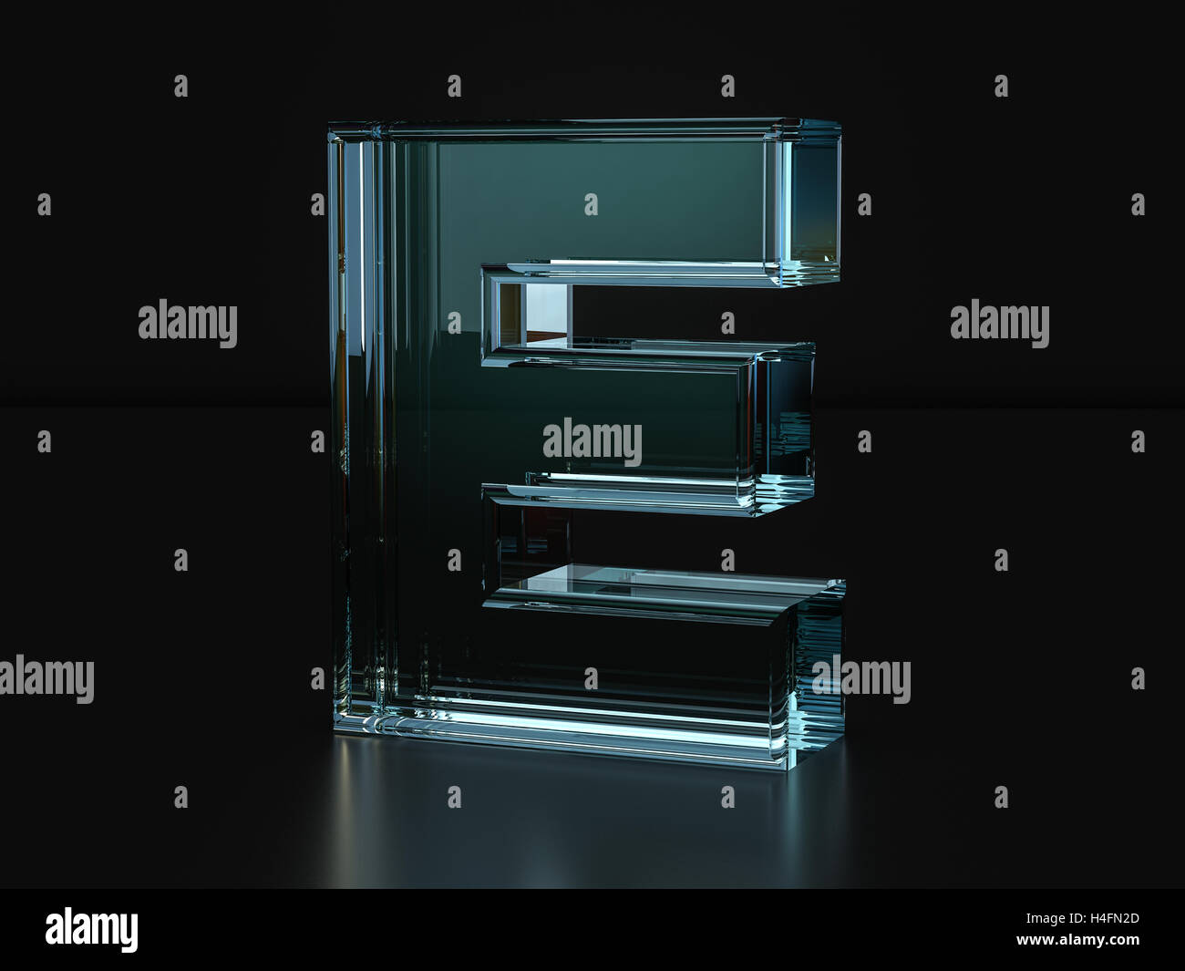 Glass letter E on a black background. 3D illustration Stock Photo - Alamy