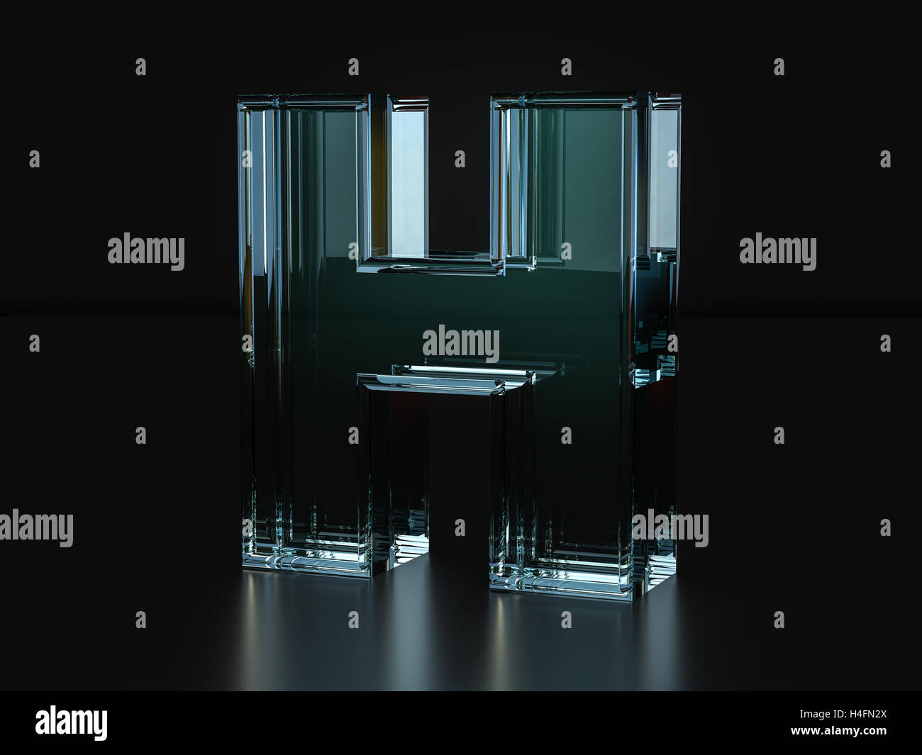 Glass letter H on a black background. 3D illustration Stock Photo - Alamy