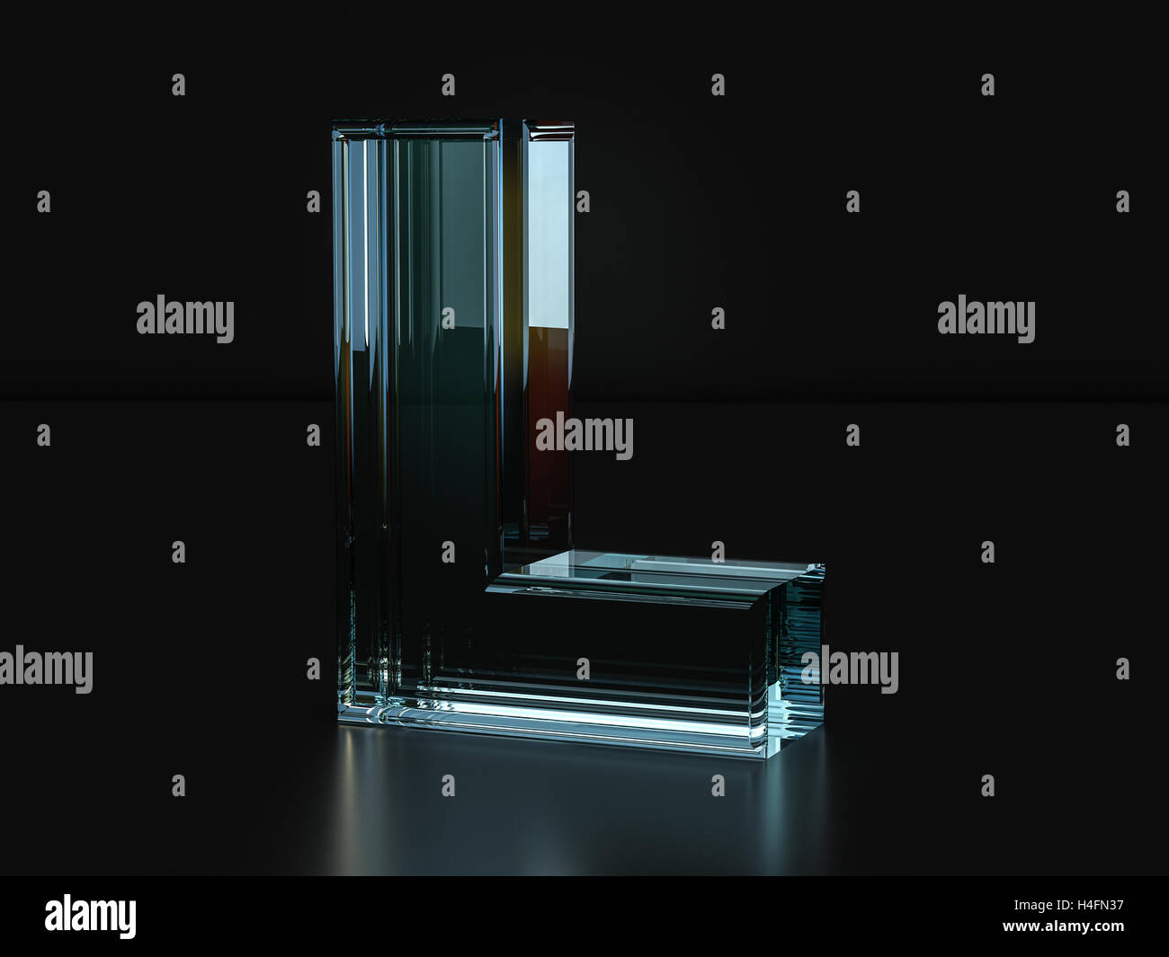 Glass letter L on a black background. 3D illustration Stock Photo - Alamy