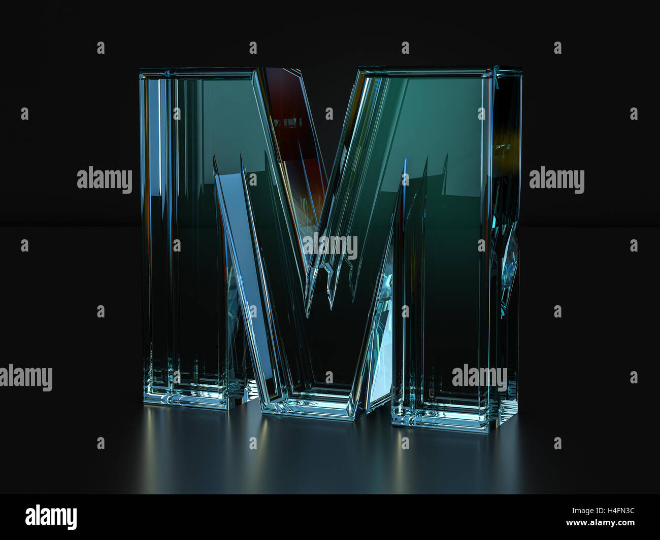 Glass letter M on a black background. 3D illustration Stock Photo - Alamy