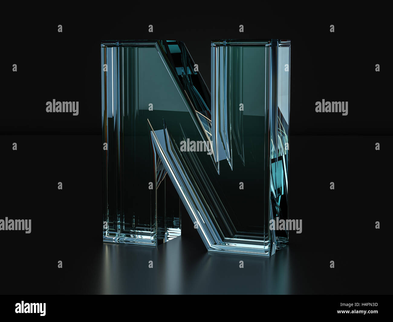 Glass letter N on a black background. 3D illustration Stock Photo - Alamy