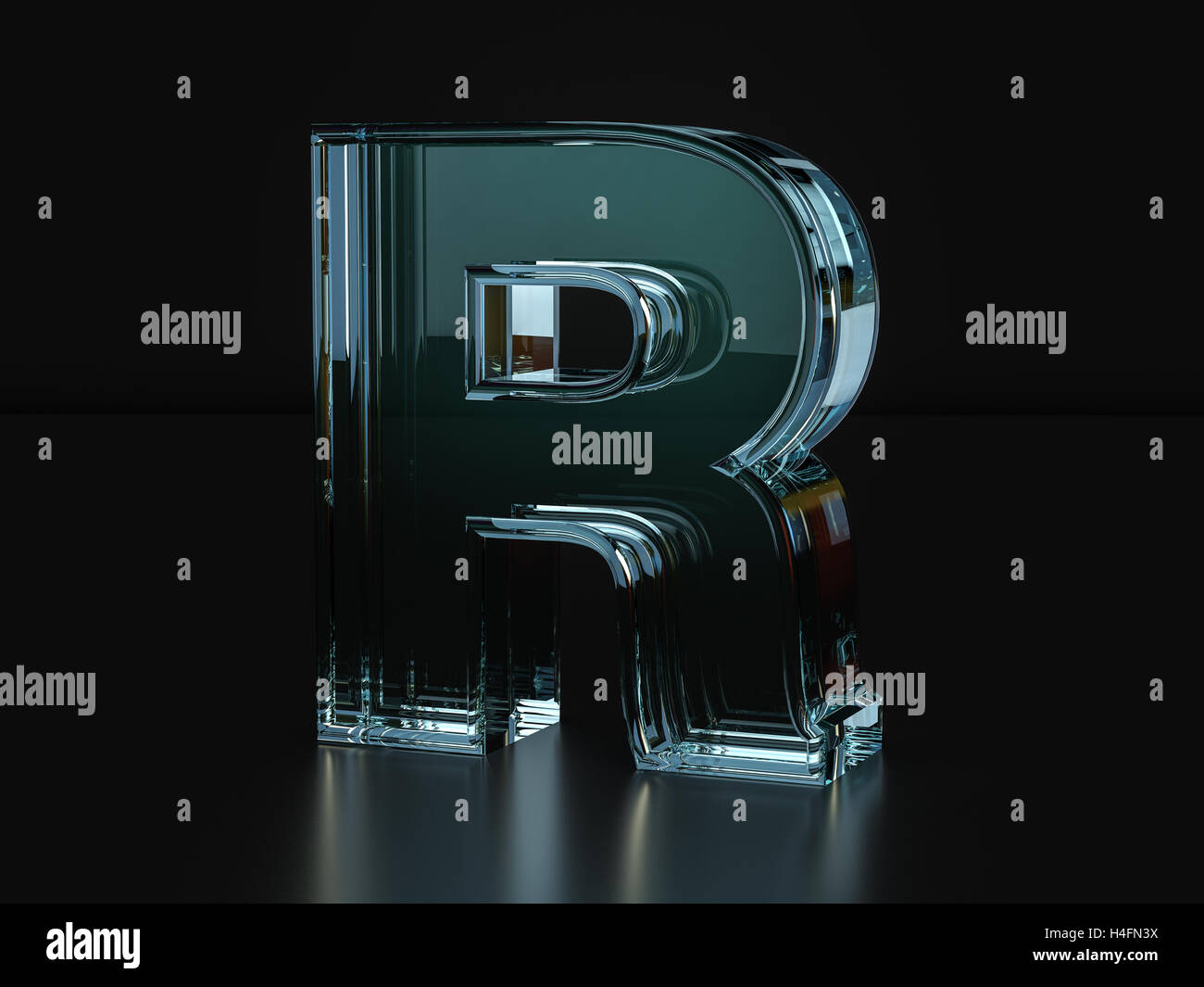 Glass letter R on a black background. 3D illustration Stock Photo - Alamy