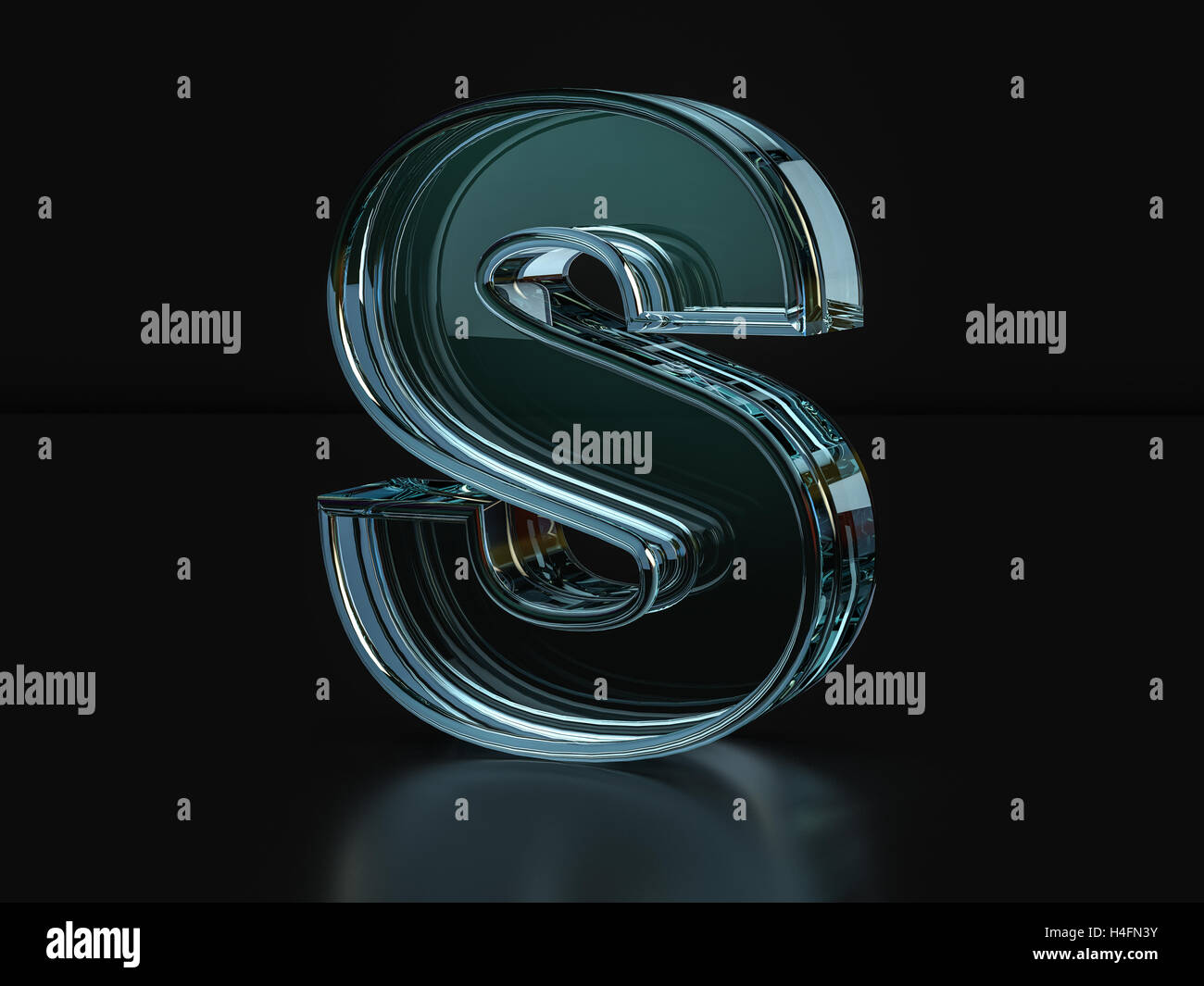 Glass letter S on a black background. 3D illustration Stock Photo - Alamy