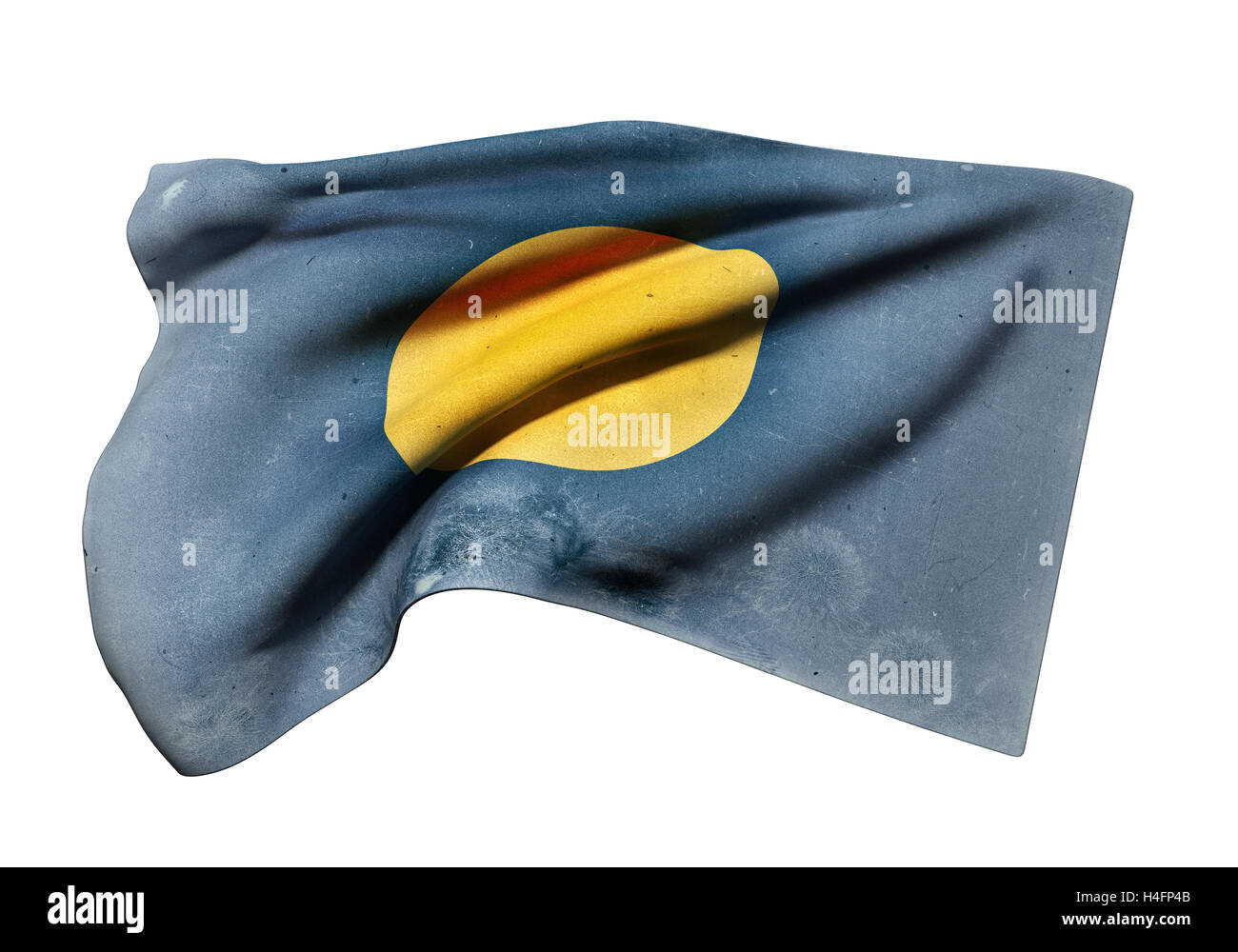 3d rendering of an old Republic of Palau flag waving on white background Stock Photo - Alamy