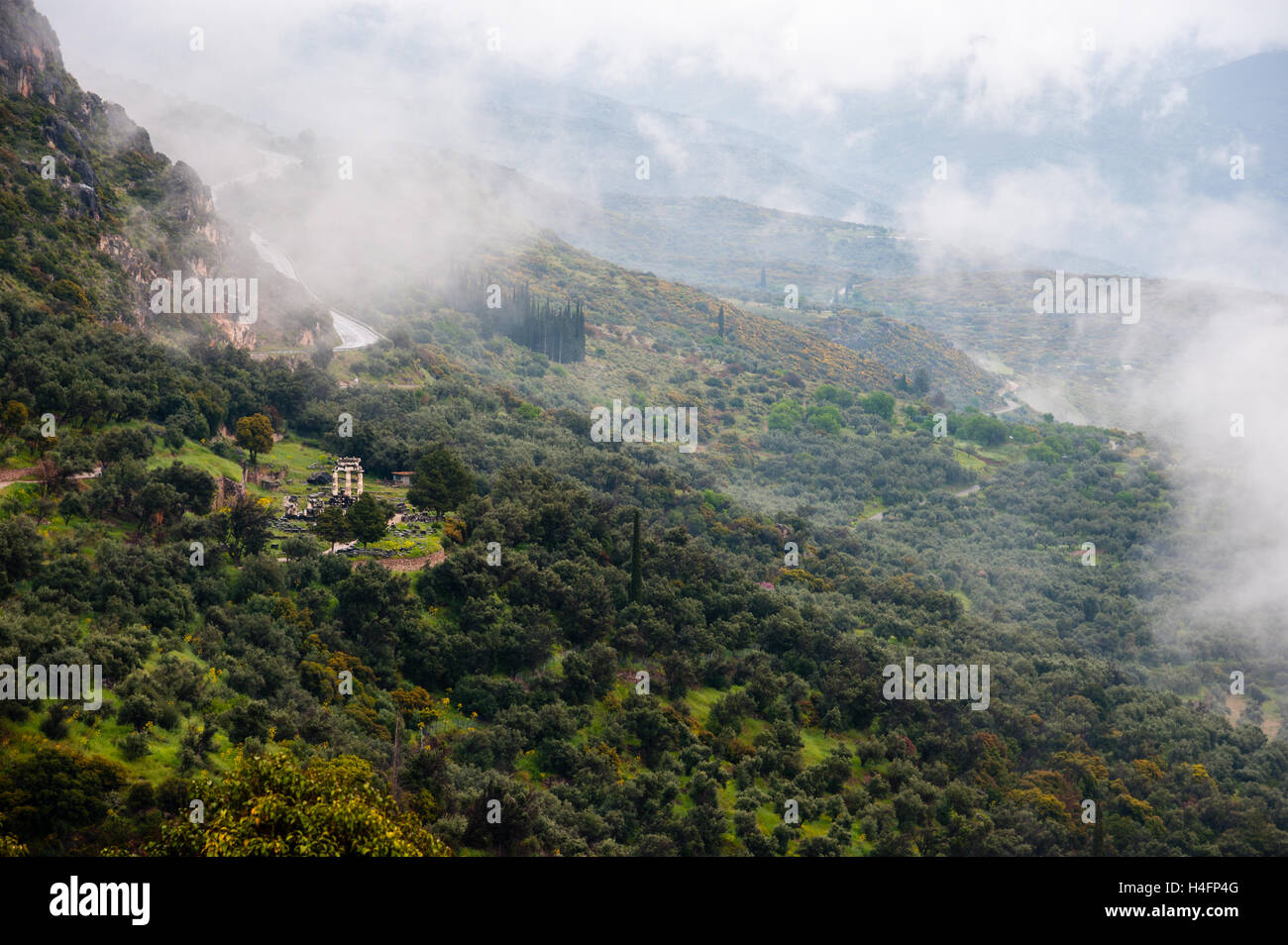 Delphi, Greece. In Greek mythology the site of the Delphic oracle. The ...
