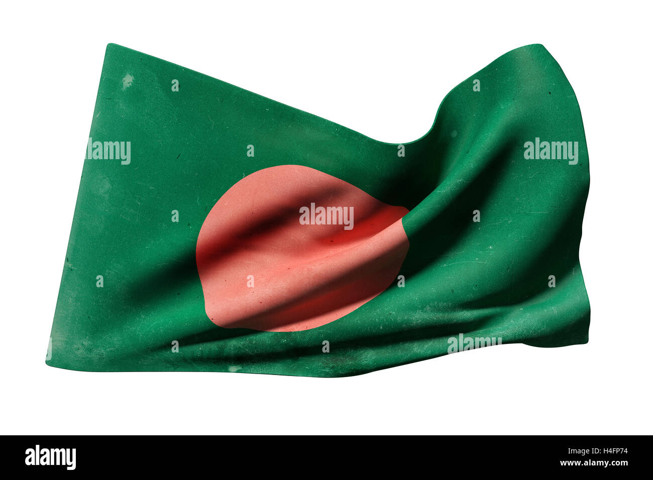 3d rendering of an old Republic of Bangladesh flag waving on white ...