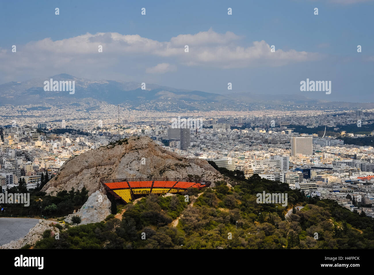 Athens, Greece. View from Mount Lycabettus, the highest point in the ...