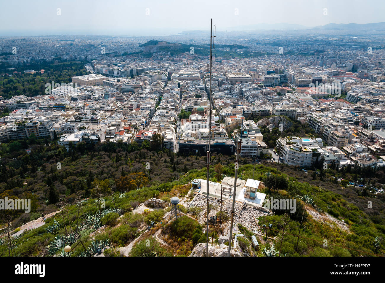 Athens, Greece. View from Mount Lycabettus, the highest point in the ...