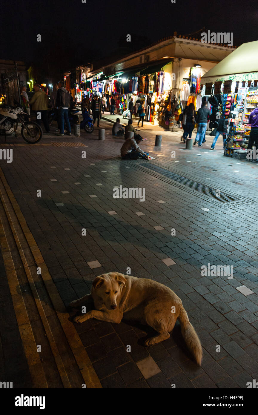 Athens, Greece. Plaka sits on the slopes of Acropolis including the ...