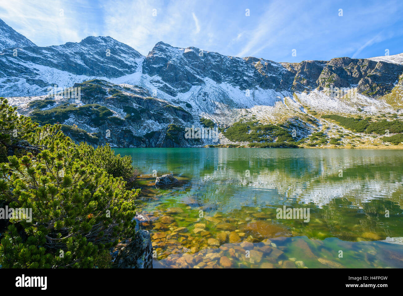 Green water mountain lake in Gasienicowa valley, High Tatra Mountains ...