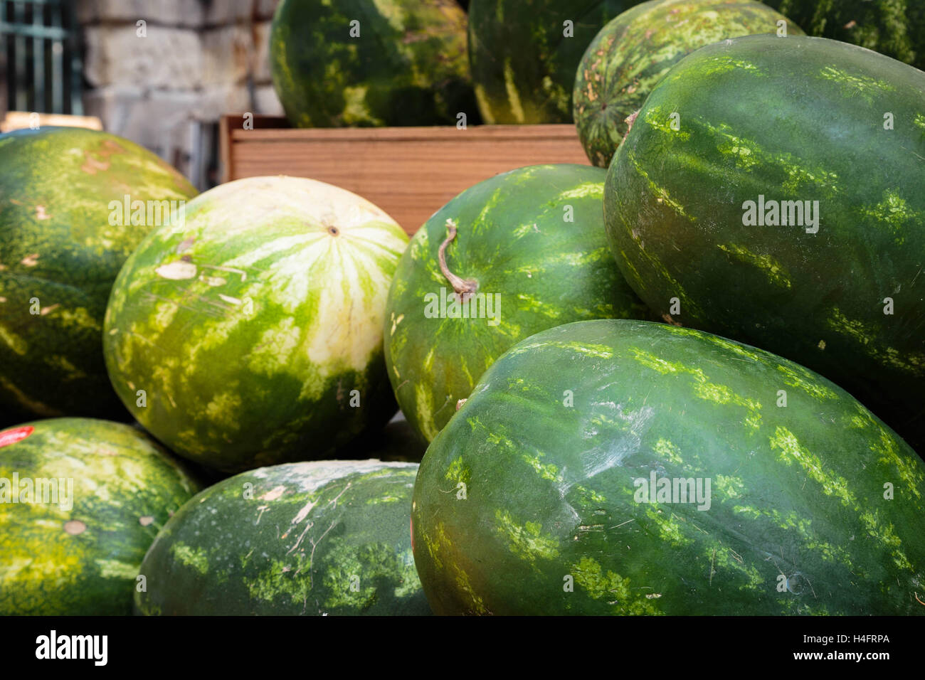 Watermelons at an outdoor market in Cantania, Sicily Stock Photo - Alamy