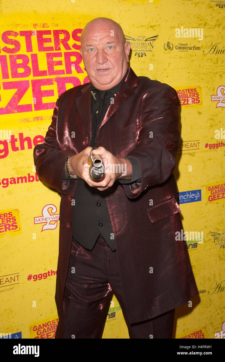 London, UK. 20 September 2016. Dave Courtney holding a sawn-off shotgun ...