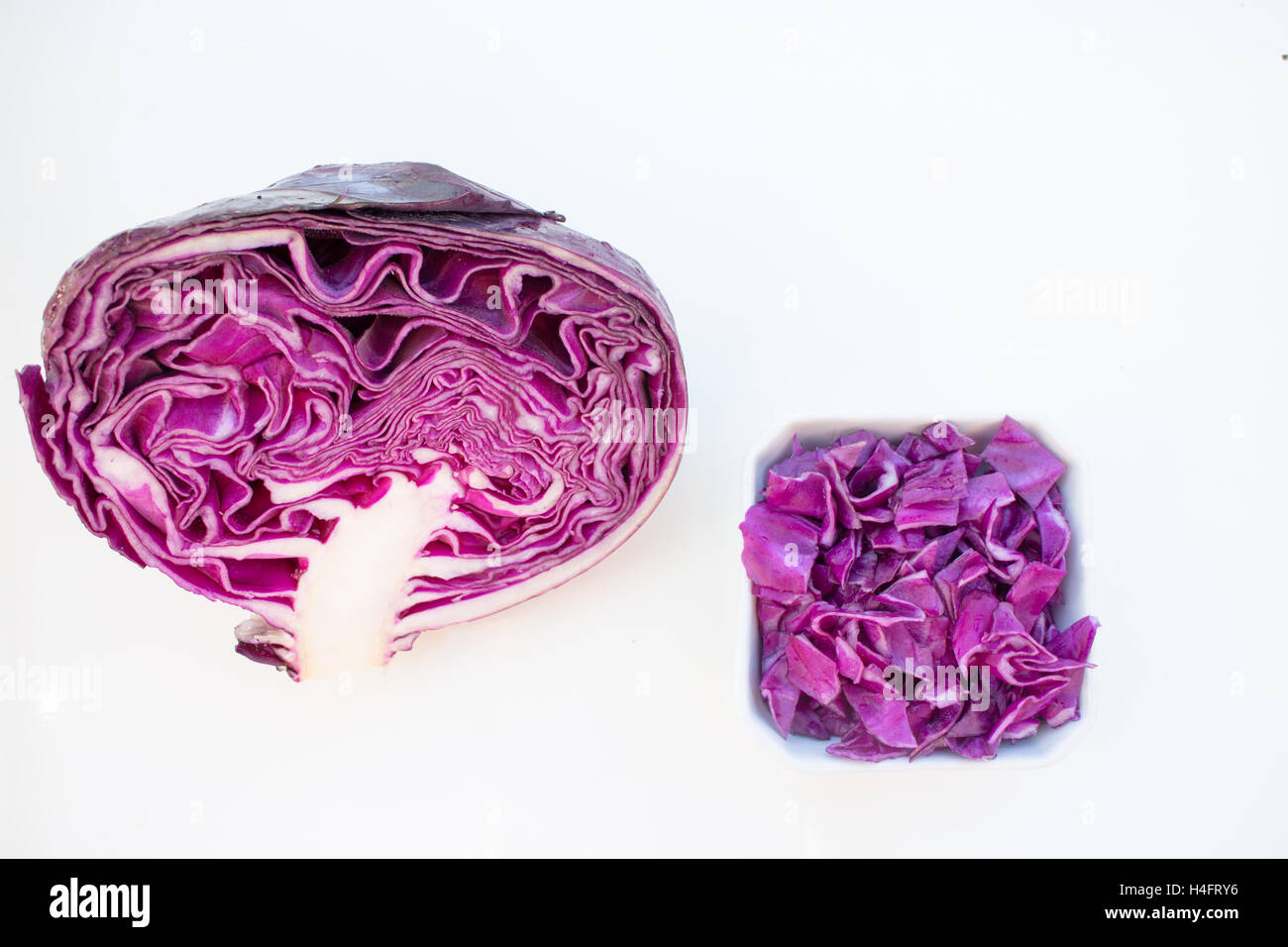 Purple cabbage chopped in half and into small pieces, food inspired ...