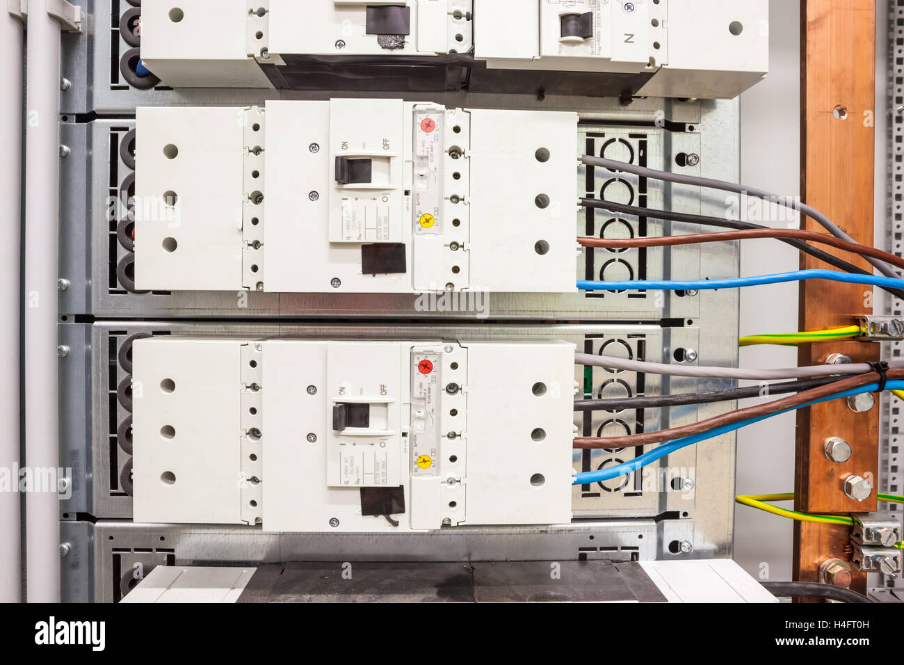 electrical cabinet with fuseboard equipment in an building Stock Photo ...
