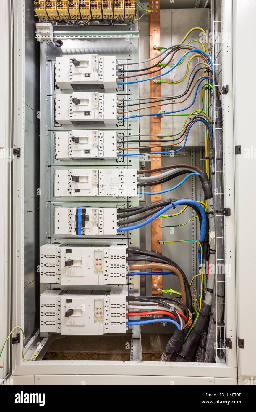 electrical cabinet with fuseboard equipment in an building Stock Photo ...
