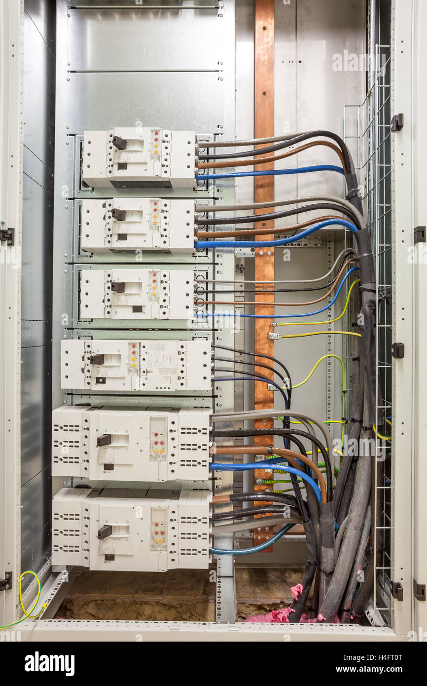 electrical cabinet with fuseboard equipment in an building Stock Photo ...