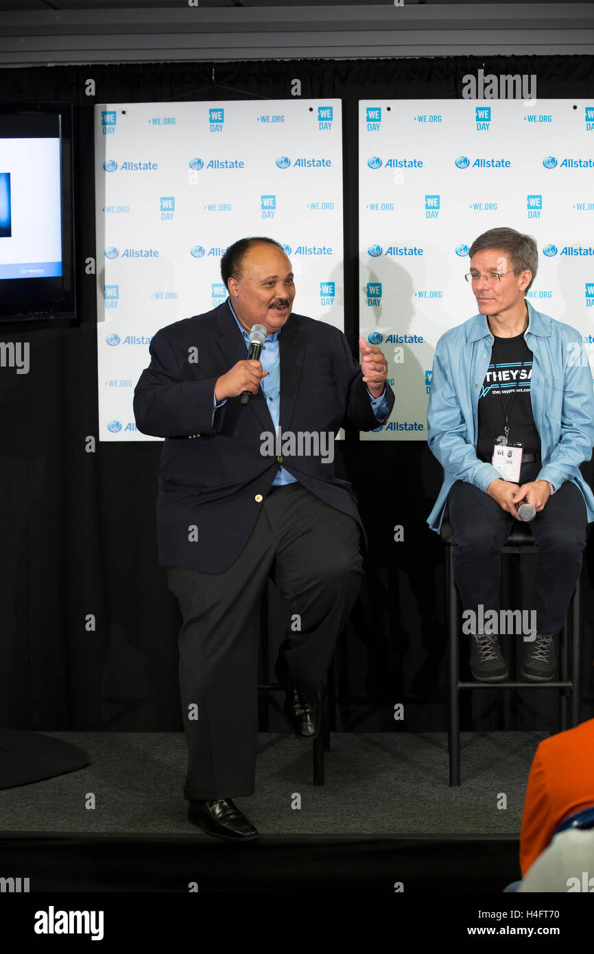 Martin Luther King III and Allstate CEO Tom Wilson attend We Day IL at ...