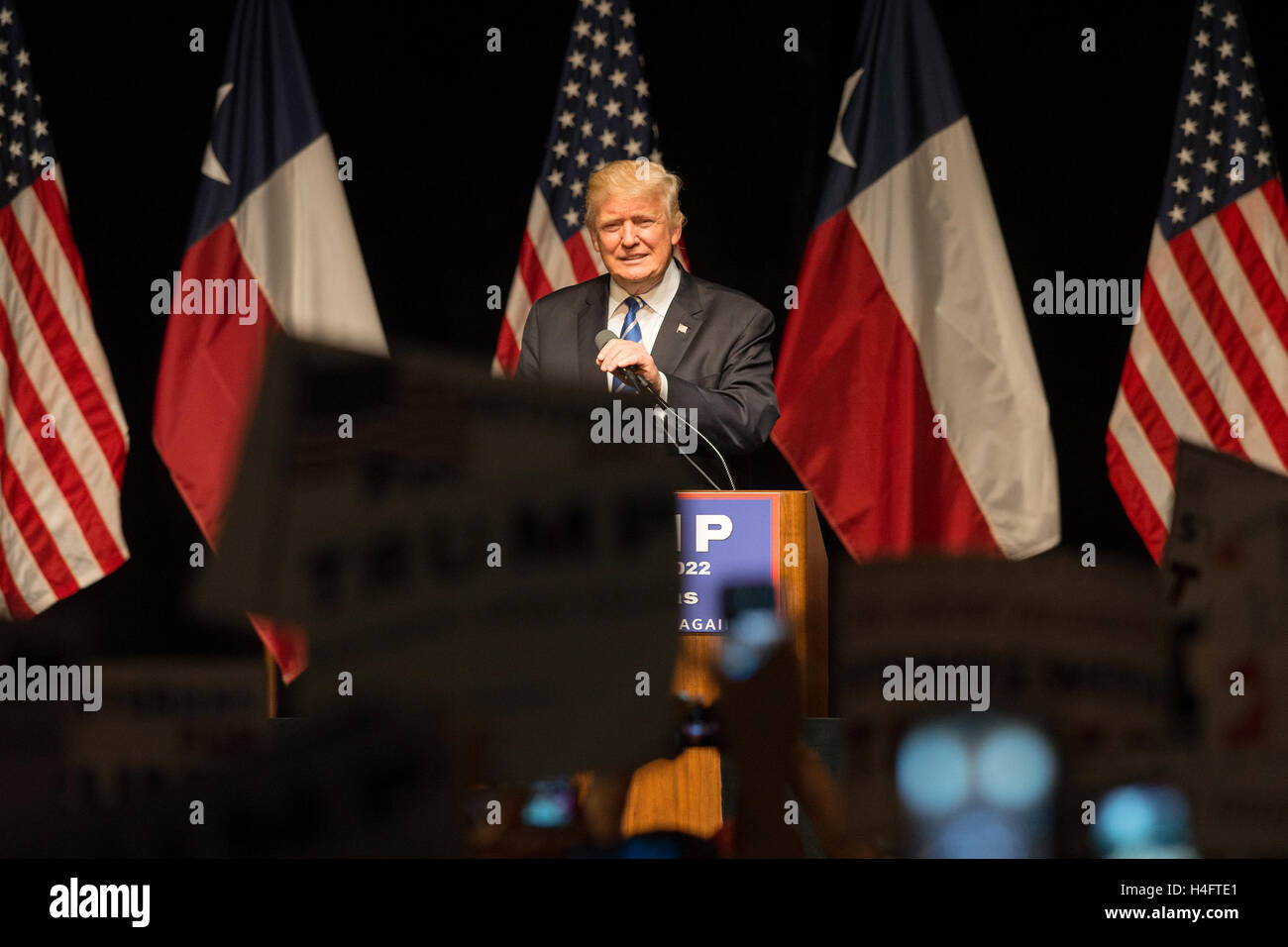 Donald J Trump gives a speech to supporters at the South Side Ballroom ...