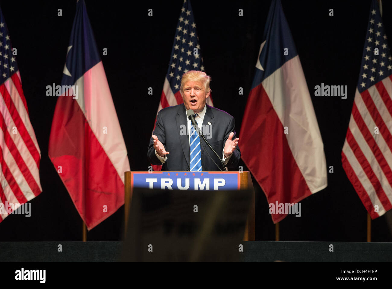 Donald J Trump gives a speech to supporters at the South Side Ballroom ...