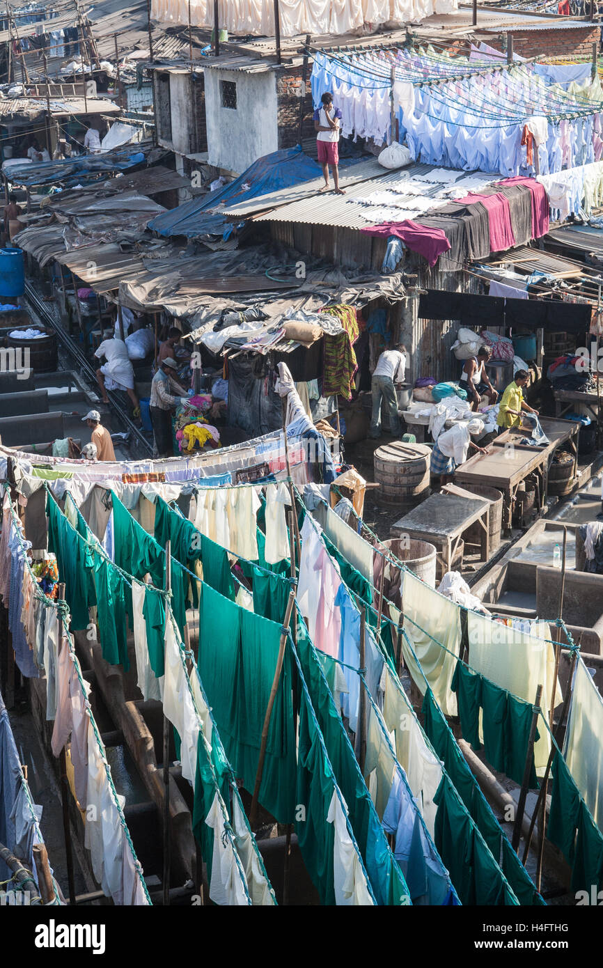 Washing wash day hand washing laundry and hanging clothes at Dhobi Ghat ...