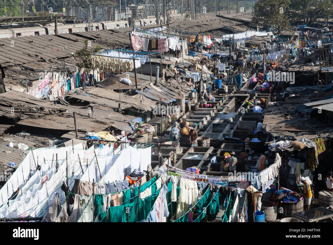 Washing wash day hand washing laundry and hanging clothes at Dhobi Ghat ...
