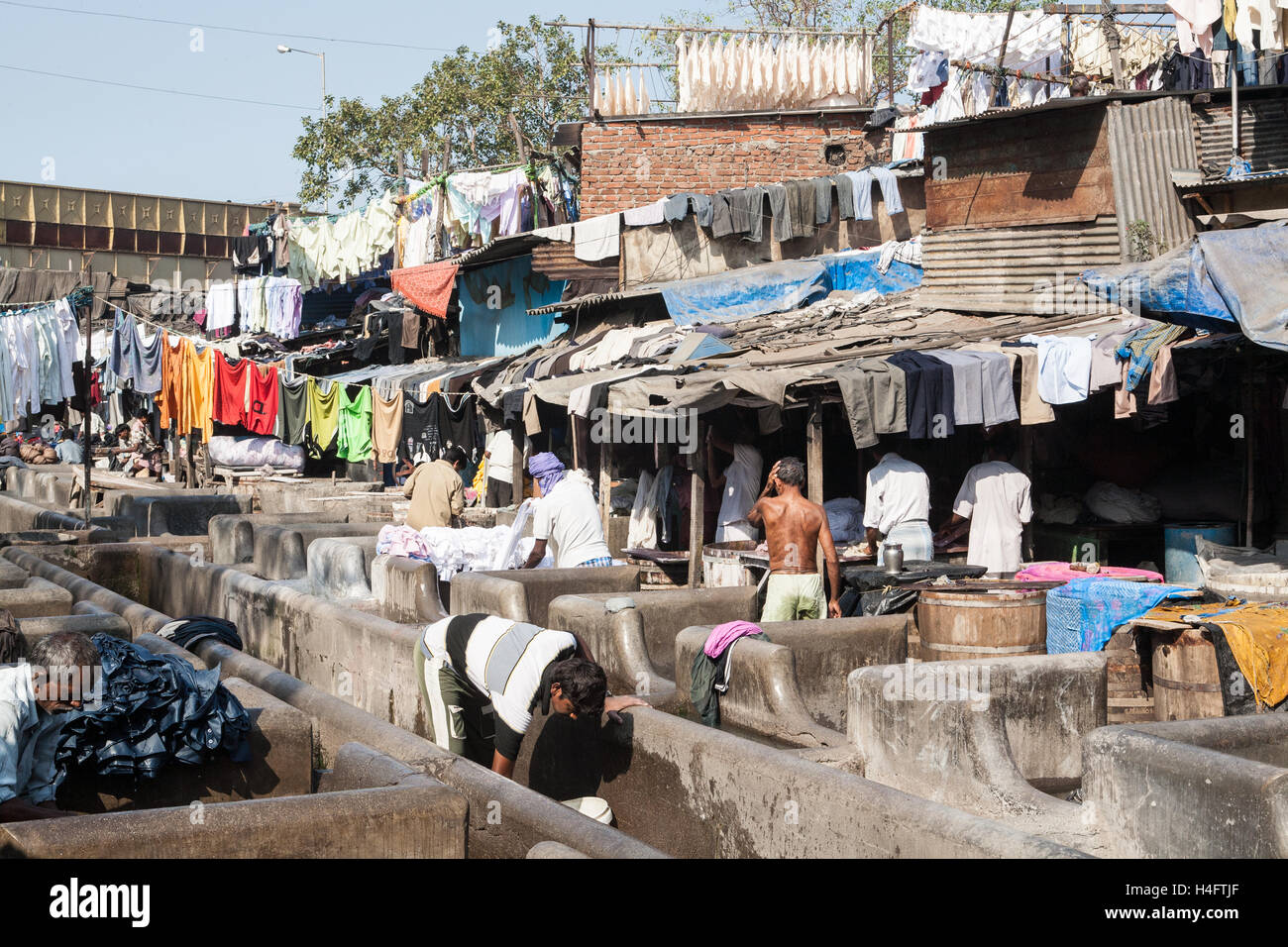 Washing wash day hand washing laundry and hanging clothes at Dhobi Ghat ...