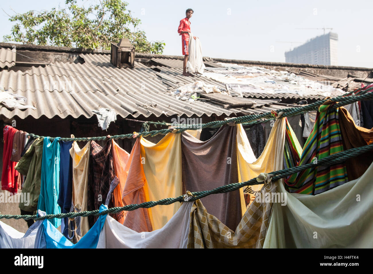 Washing wash day hand washing laundry and hanging clothes at Dhobi Ghat ...