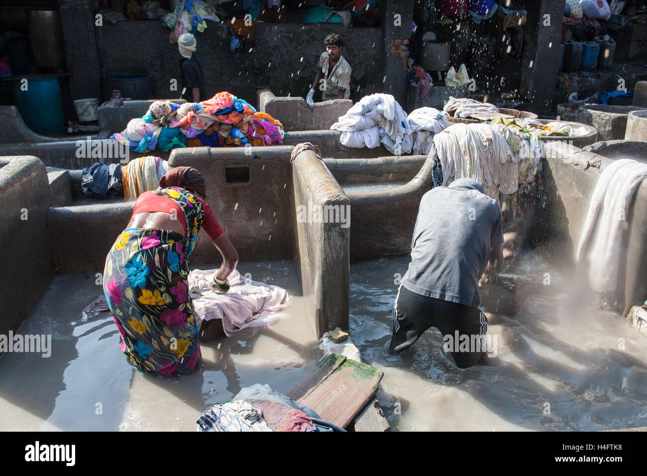 Washing wash day hand washing laundry and hanging clothes at Dhobi Ghat ...
