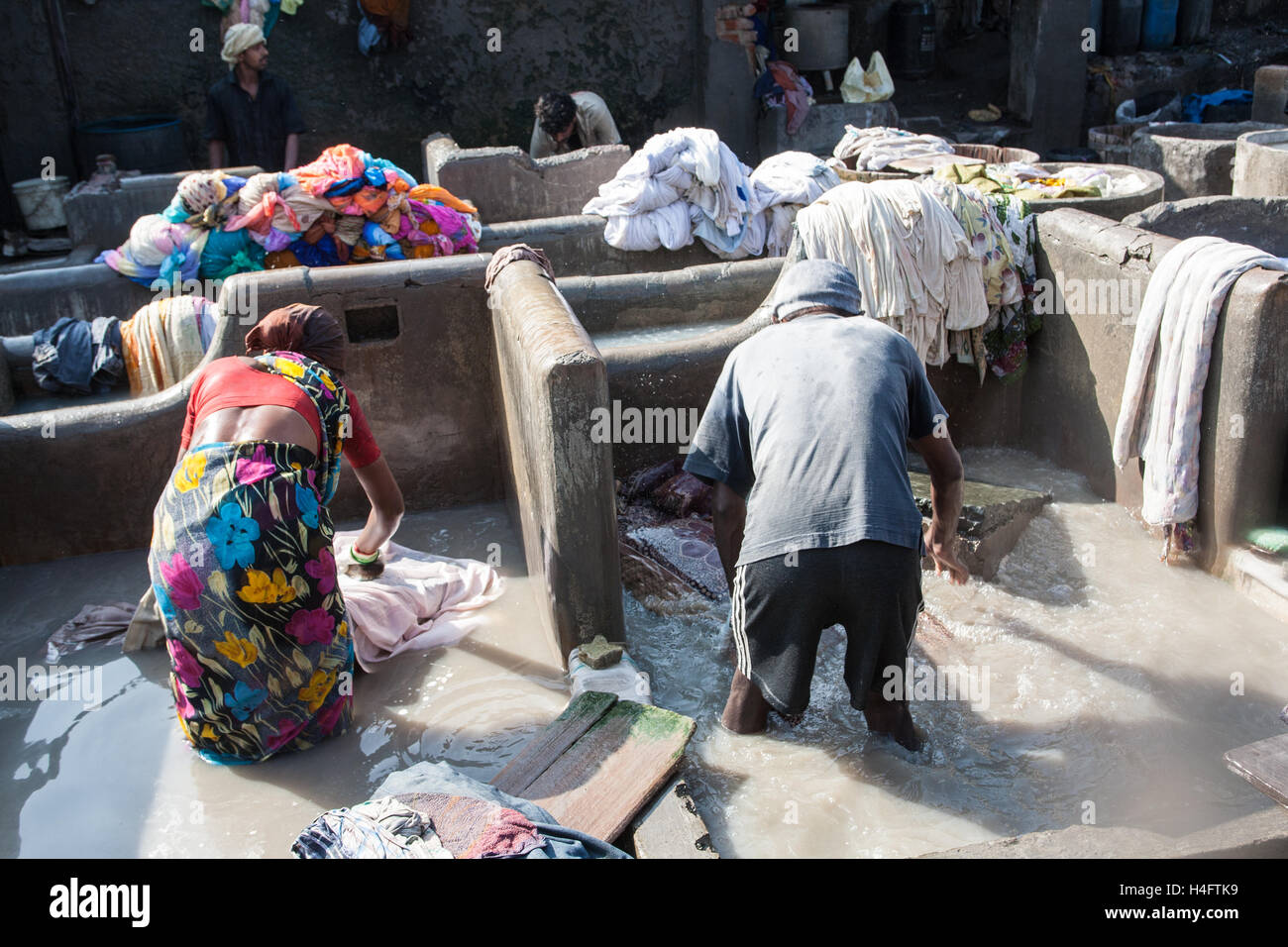 Washing wash day hand washing laundry and hanging clothes at Dhobi Ghat ...