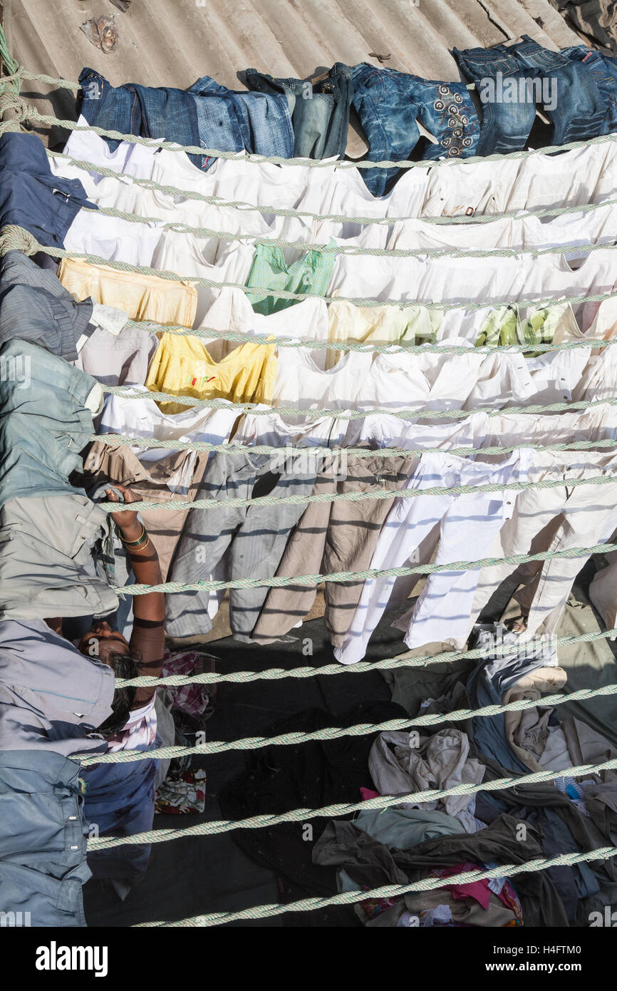 Washing wash day hand washing laundry and hanging clothes at Dhobi Ghat ...