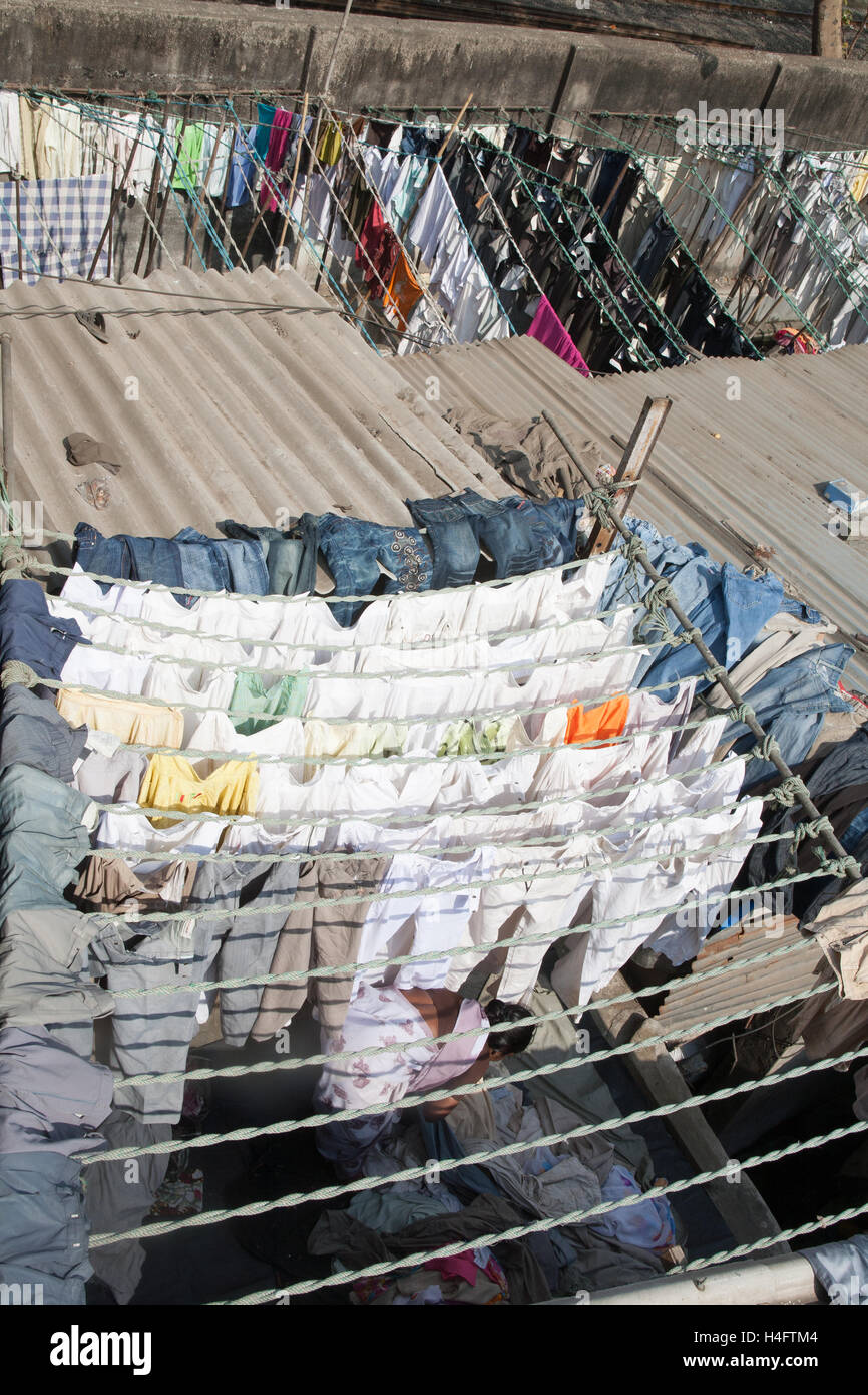 Washing wash day hand washing laundry and hanging clothes at Dhobi Ghat ...