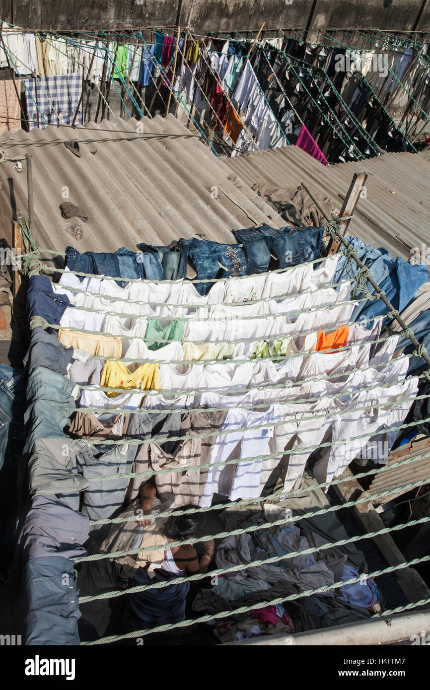 Washing wash day hand washing laundry and hanging clothes at Dhobi Ghat ...