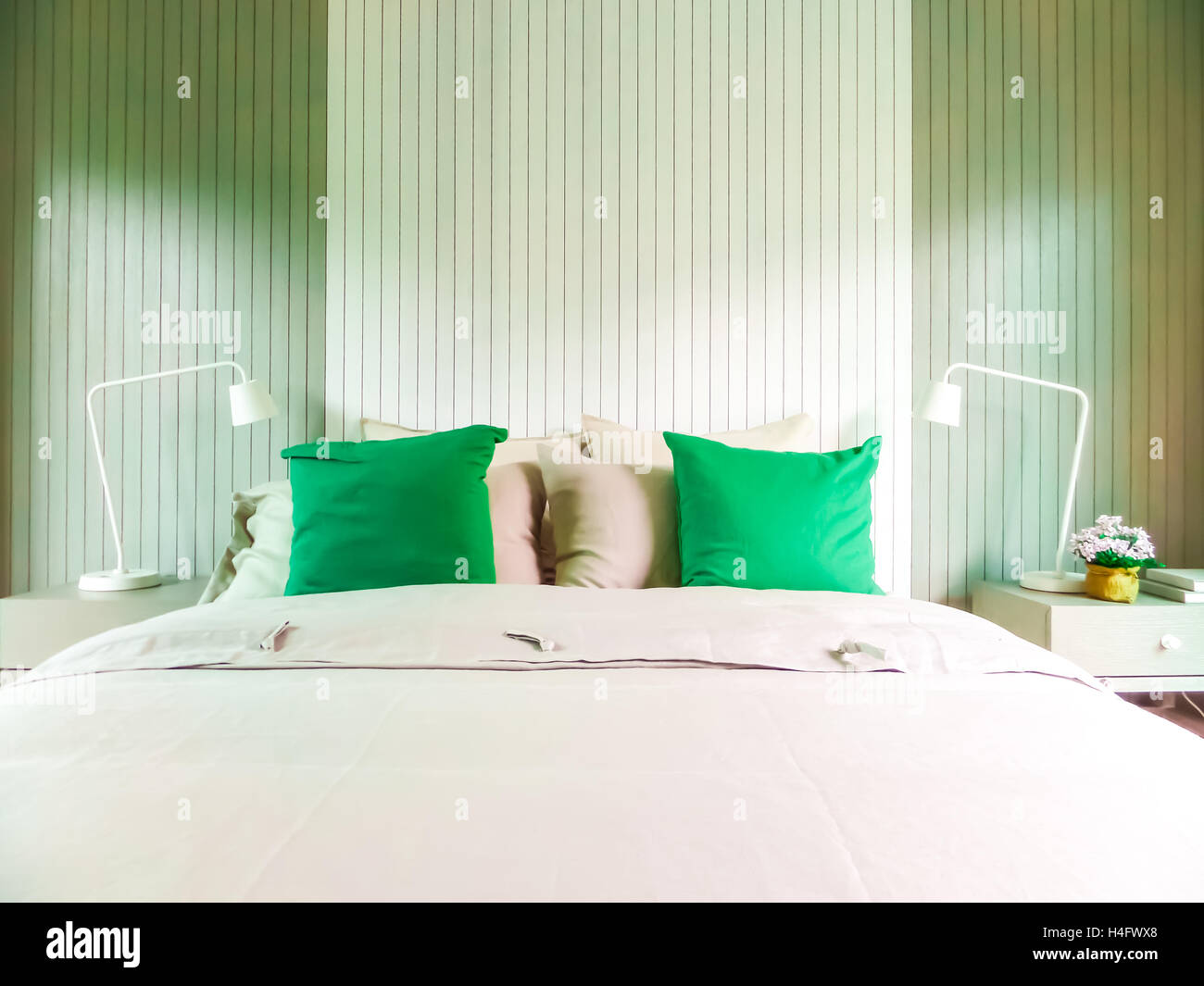bedroom interior modern style and light shadow on wall Stock Photo - Alamy