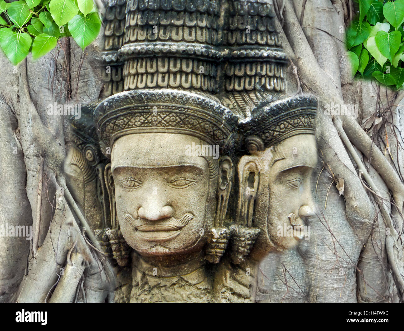 brahma head status religion art in the bodhi tree with backgroung Stock ...
