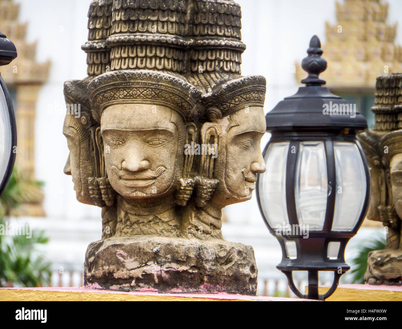 brahma head status religion art in the temple at banglamung city Stock ...