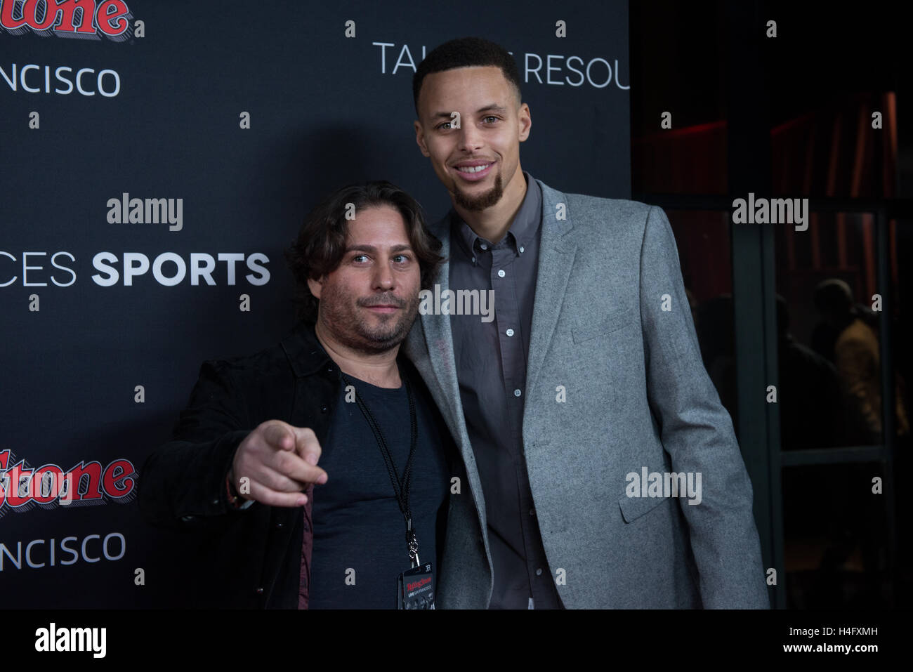 Stephen Curry walks the red carpet at the Rolling Stone party Stock ...