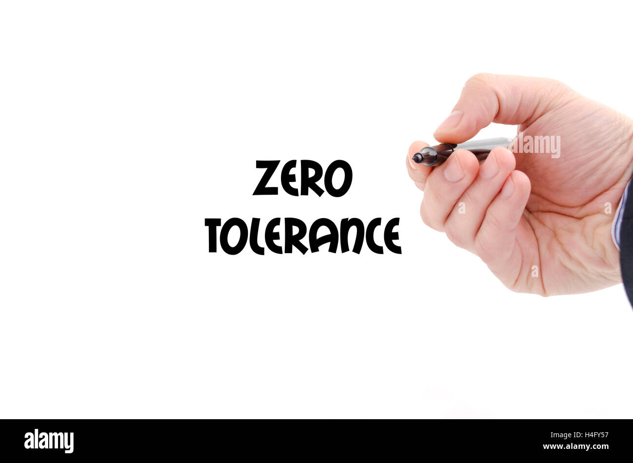 Zero tolerance text concept isolated over white background Stock Photo ...