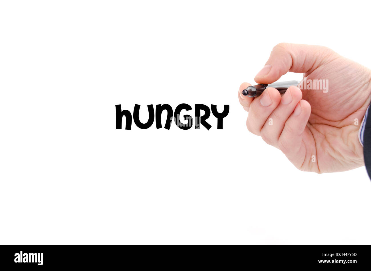 Hungry text concept isolated over white background Stock Photo - Alamy